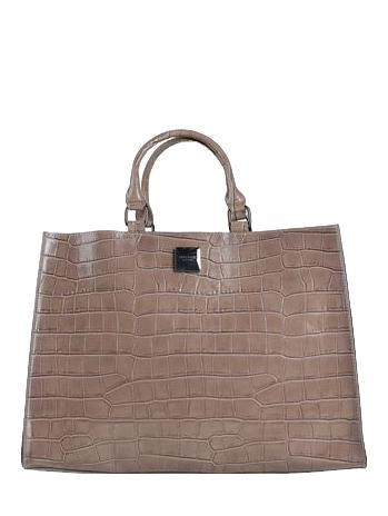MARC ELLIS Crocodile-effect Shopper Bag - Beige