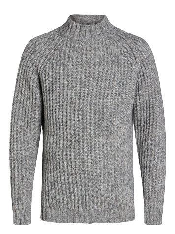 IRISH CRONE Ribbed Turtleneck Knit Sweater - Grey