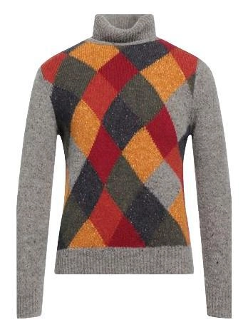 ZANONE Turtleneck Sweater In Geometric Patterned Alpaca Wool Blend - Grey