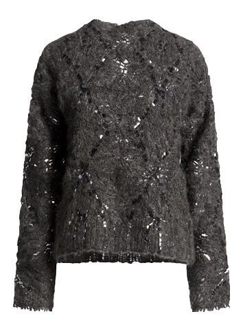 Brunello Cucinelli Mohair Wool Blend Sequin Embellished Sweater - Grey