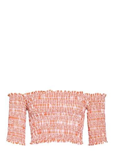Kenzo Cropped Off-the-shoulder Poplin Top - Orange