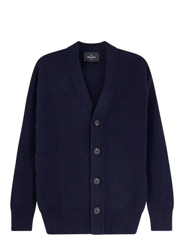 GRAN SASSO Virgin Wool V-neck Cardigan - Blue