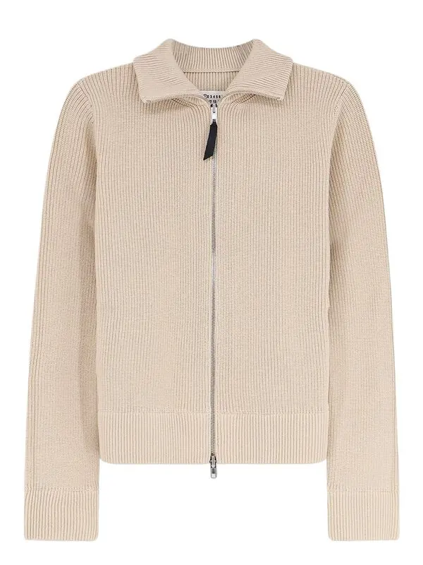 MAISON MARGIELA Wool Blend Zip-up Cardigan - Beige