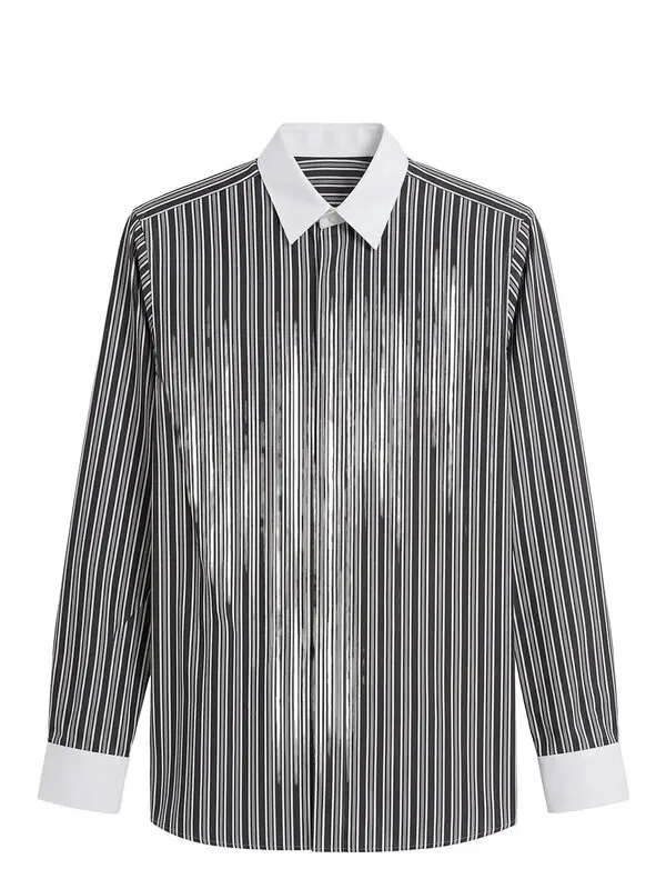 TOM FORD Striped Cotton Shirt - Black