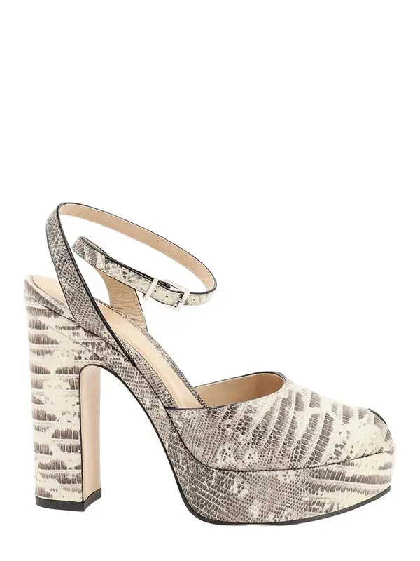 Fendi After 9" Leather With Tejus Print Platform Sandals - Beige
