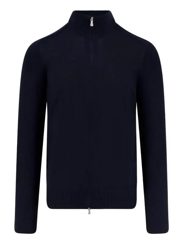 GRAN SASSO Virgin Wool Zip-up Cardigan - Blue