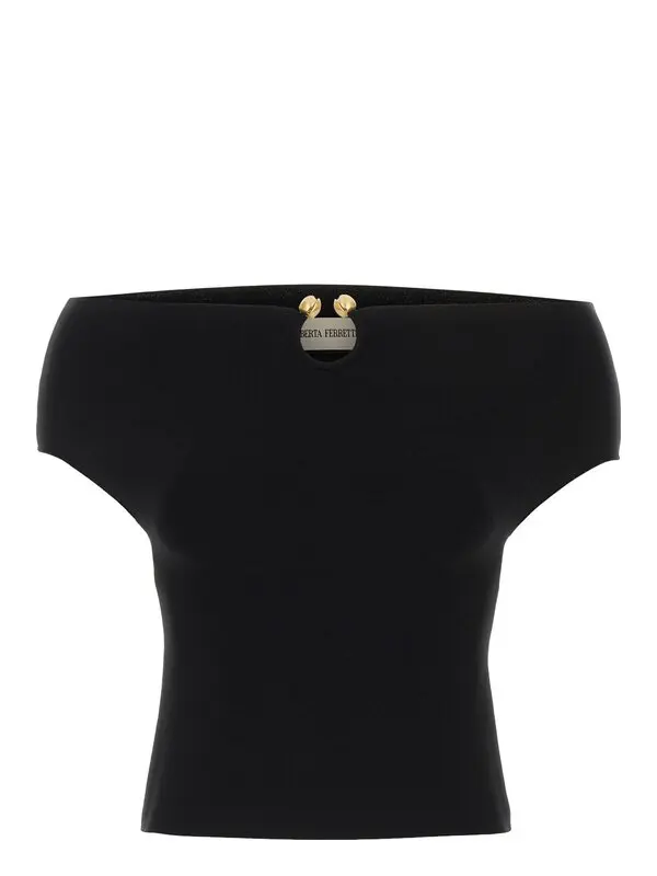 Alberta Ferretti Off-the-shoulder Jersey Top With Cut-out Detail - Black