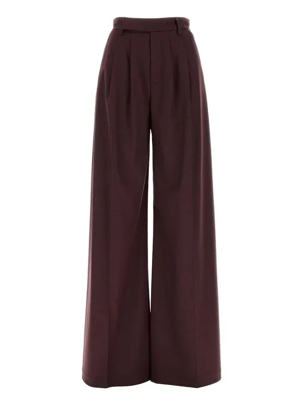 LE SULLY STUDIO Aubergine Stretch Flannel Wide-leg Trousers - Purple