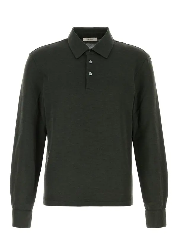 THE ROW Dark Knit Reyes Polo Shirt - Green