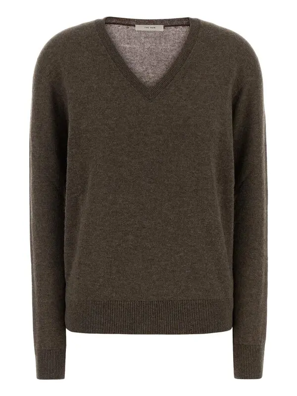 THE ROW Cashmere V-neck Sweater - Brown