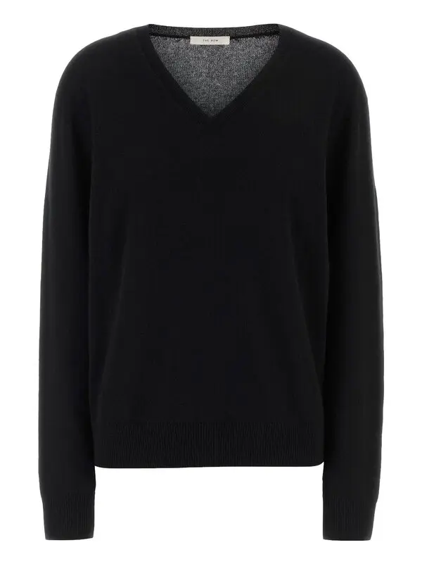 THE ROW Cashmere V-neck Sweater - Black