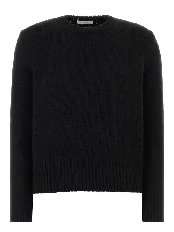 THE ROW Cashmere Blend Ribbed Sweater - Black