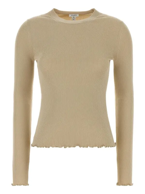 Alaïa Sand Knit Top - Light Brown