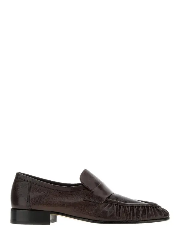 THE ROW Soft Leather Loafers - Brown