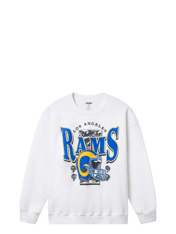 Junk Food Clothing Los Angeles Rams Graphic Crewneck Fleece - White