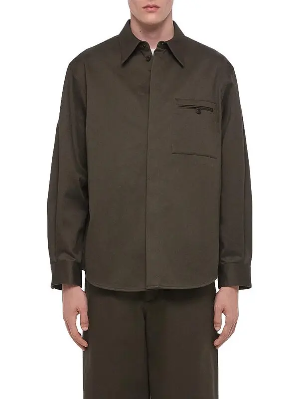 Helmut Lang Chino Twill Pocket Overshirt - Dark Moss