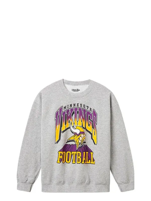 Junk Food Clothing Minnesota Vikings All Pro Crew Fleece - Heather Grey