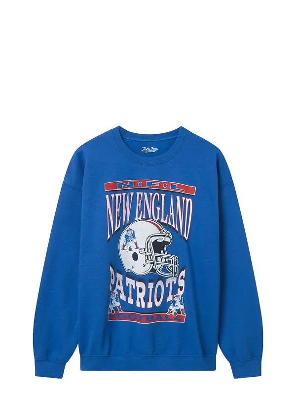 Junk Food Clothing New England Patriots Helmet Crewneck Sweatshirt - Royal