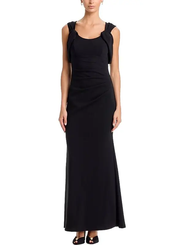 Eliza J Draped Shoulder Mermaid Gown - Black