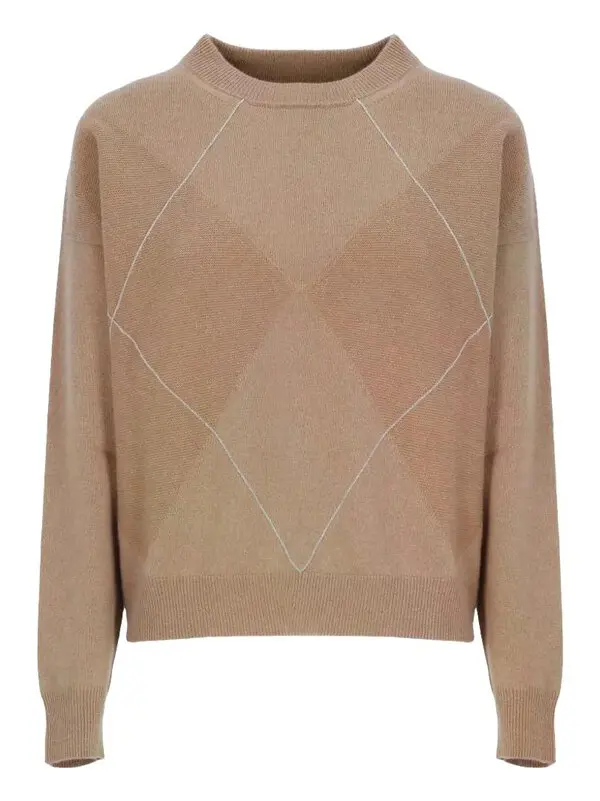 Peserico Embellished Diamond-knit Sweater - Brown