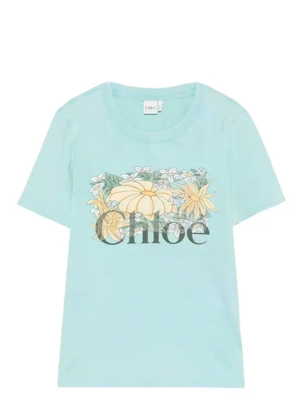 Chloé Floral Print T-shirt - Blue