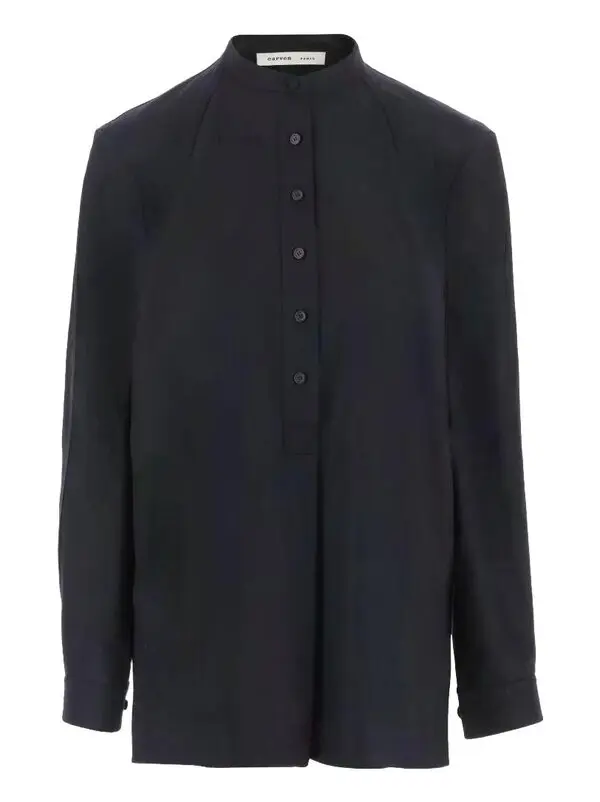 Carven Half-button Wool Shirt - Black