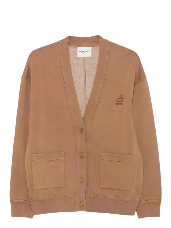 MARANT ETOILE Logo Embroidered Patch-pocket Cardigan - Brown