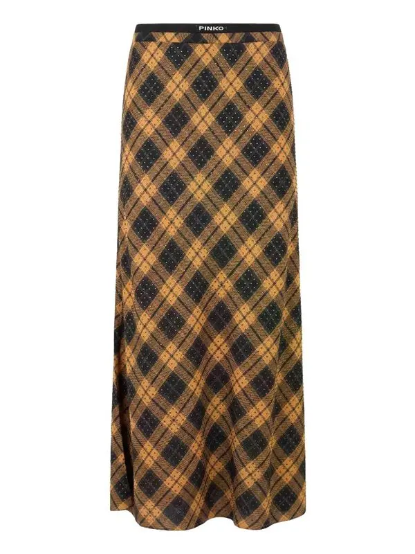 Pinko Rhinestone-embellished Tartan-print Skirt - Black