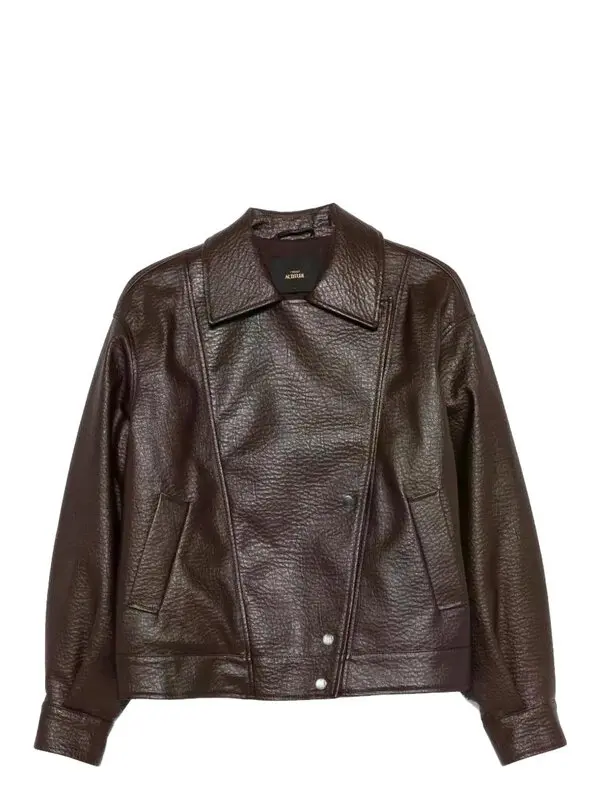 TWINSET Textured Leather Jacket - Brown