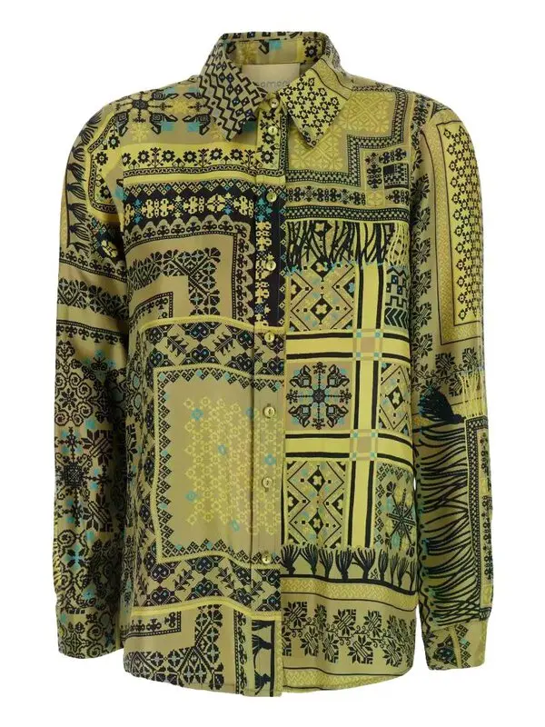 Momoni Patchwork Print Shirt - Yellow