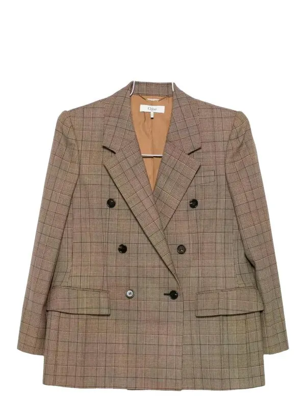 Chloé Double-breasted Check Blazer - Brown
