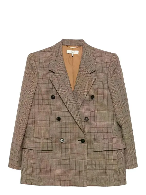 Chloé Double-breasted Check Blazer - Brown