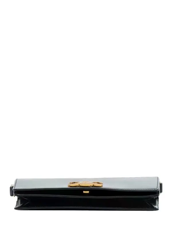 Celine 2022 Shiny Calfskin Strass Triomphe Trapeze Shoulder Bag - Black