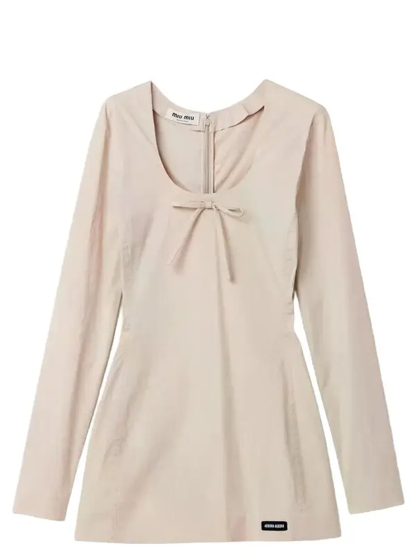 Miu Miu Stretch Poplin Mini-dress - Neutrals