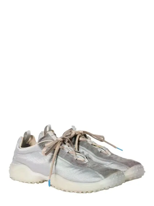 Miu Miu Bubble Technical Fabric And Suede Lace-up Sneakers - Silver