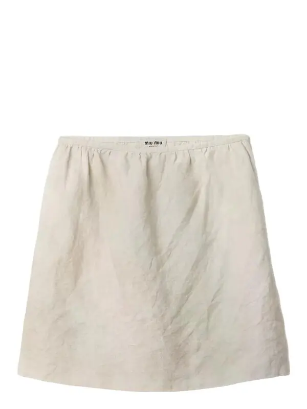 Miu Miu Flared Linen Skirt - Neutrals