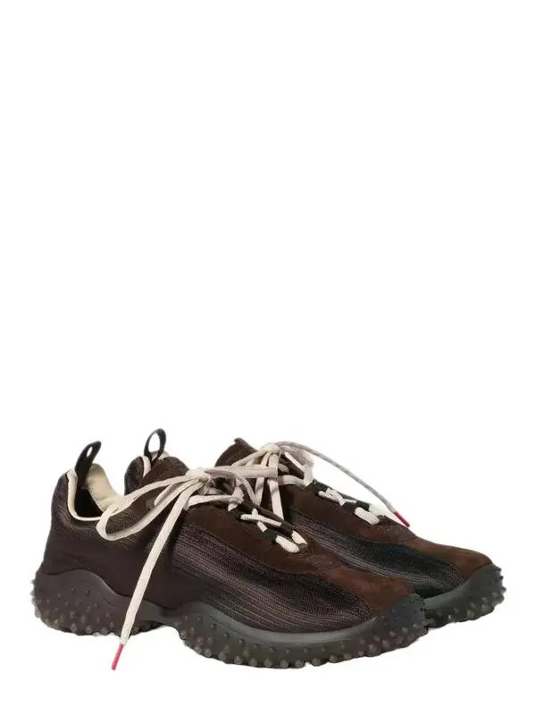 Miu Miu Bubble Technical Fabric And Suede Lace-up Sneakers - Brown