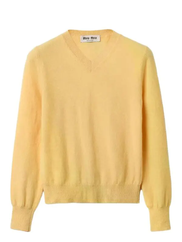 Miu Miu V-neck Wool Cardigan - Yellow