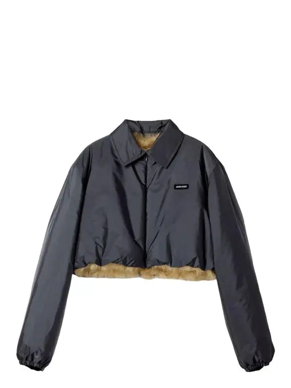 Miu Miu Technical Fabric And Shearling Windbreaker - Grey