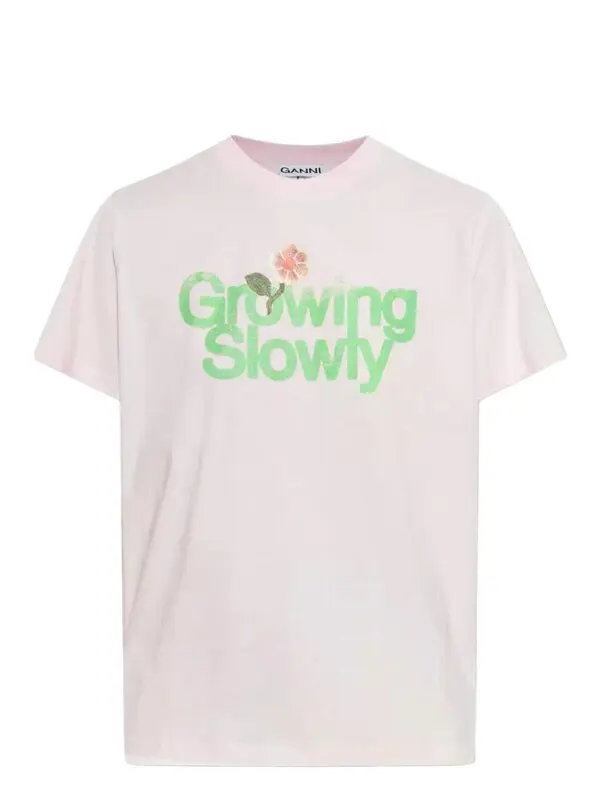 GANNI Graphic-print T-shirt - Pink