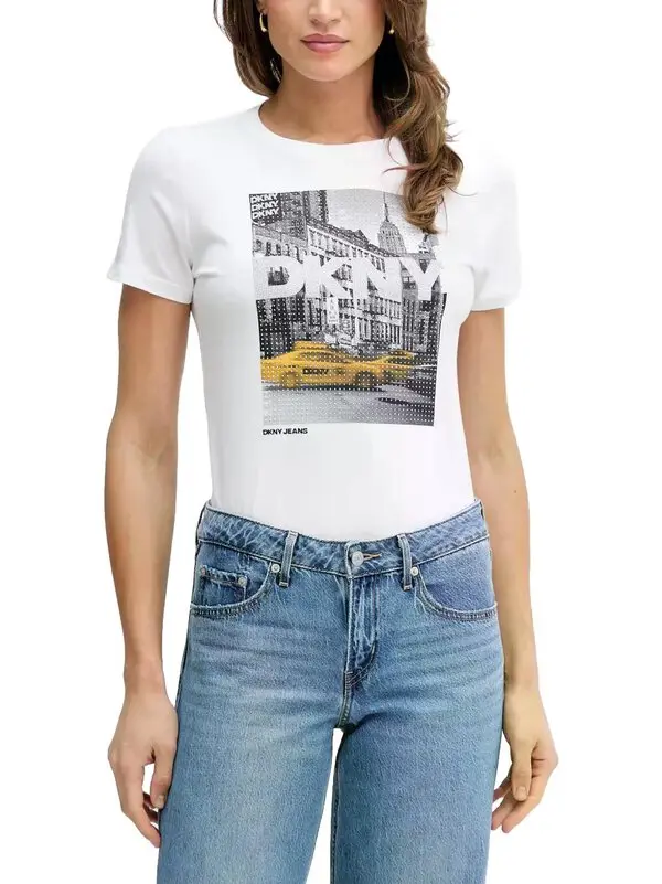 Dkny Embellished Graphic Print T-shirt - White