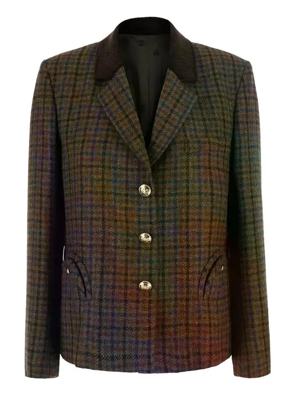 BLAZÉ MILANO Shelley Check Virgin Wool Blazer - Brown