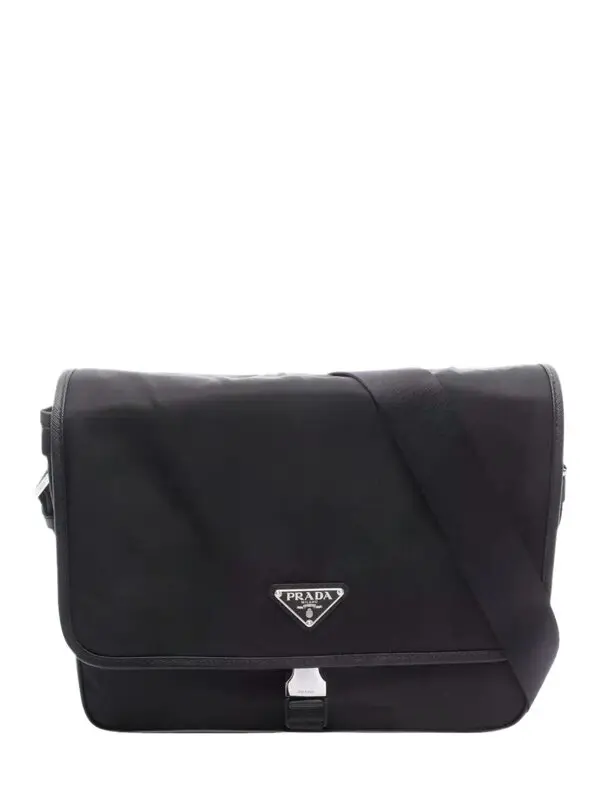 Prada Re-nylon Logo-plaque Messenger Bag - Black
