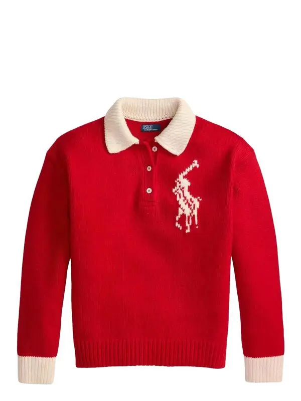 Polo Ralph Lauren Wool Logo Intarsia Sweater - Red