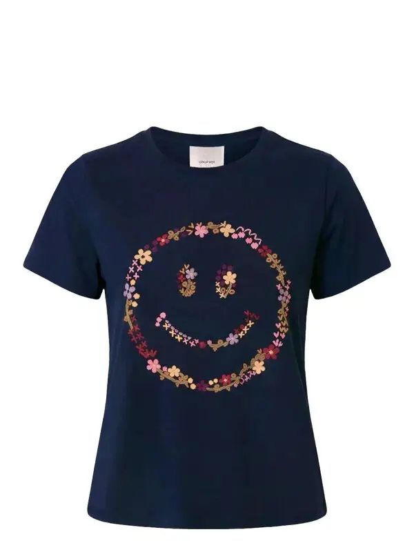 Cinq À Sept Wildflower-embroidery Shrunken T-shirt - Blue