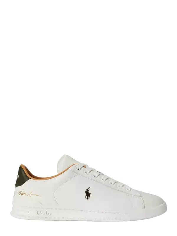 Polo Ralph Lauren Logo Embroidered Leather Sneakers - White