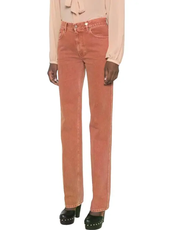 Chloé Straight Leg Jeans In Crimson Brown Denim - Orange