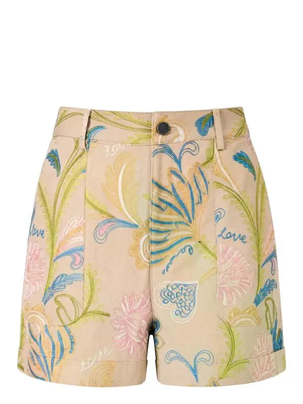 Cinq À Sept Addie Embroidered Mini Shorts - Neutrals