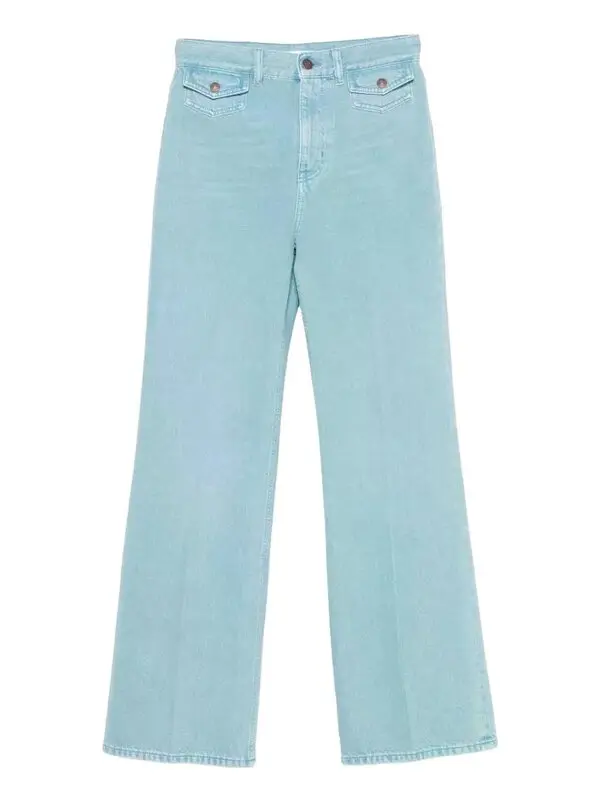 Chloé Logo-patch Wide-leg Jeans - Blue