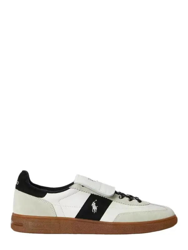 Polo Ralph Lauren Leather And Suede Logo Embroidered Sneakers - White